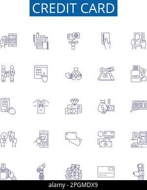 card payments icons, signs, outline symbols, concept linear ...