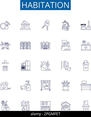 accommodation concept icons, signs, outline symbols, concept linear ...
