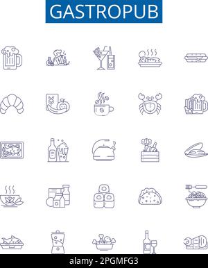 Gastropub line icons signs set. Design collection of Pub, Gastro, Drink ...