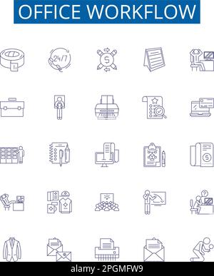 Production workflow outline icons collection. Manufacture, Process ...