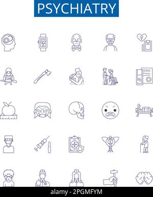 Psychiatry line icons signs set. Design collection of Psychiatry ...