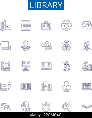 Records archives line icons collection. Preservation, Cataloging ...