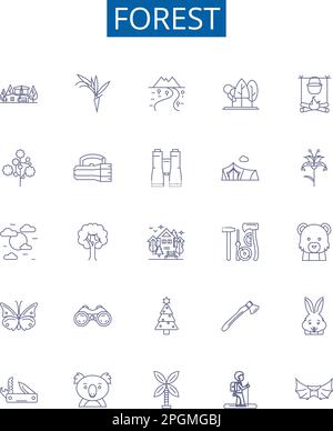 Grove line icons collection. Trees, Nature, Forest, Greenery, Woodland ...