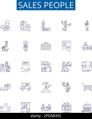 Sales consultants line icons collection. Negotiation, Customer service ...
