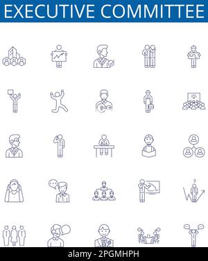 Executive committee line icons, signs set. executive, committee ...