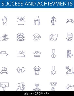 Accomplishment line icons collection. Victory, Success, Achievement, Triumph, Progress ...