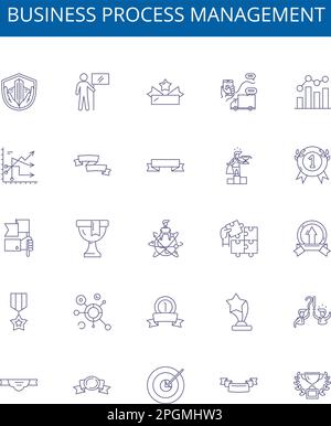 Process mapping line icons collection. Flowchart, Analysis, Visualization, Improvement ...