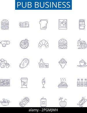 Pub business line icons signs set. Design collection of Pub, Business ...