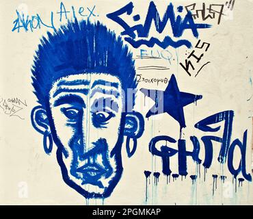 Graffiti street art in Rethymnon on the island of Crete, Greece Stock ...
