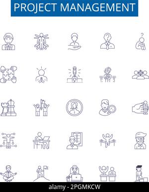 Resource allocation line icons collection. Allocation, Planning, Management, Efficiency ...