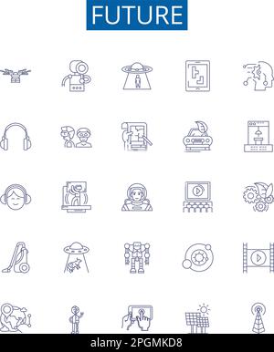 Future outline icons collection. Futurity, Foresee, Prospect ...