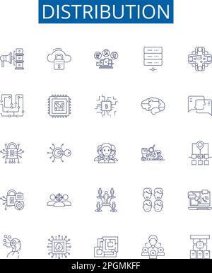 Distribution outline icons collection. Distribution, Spread, Allocation ...