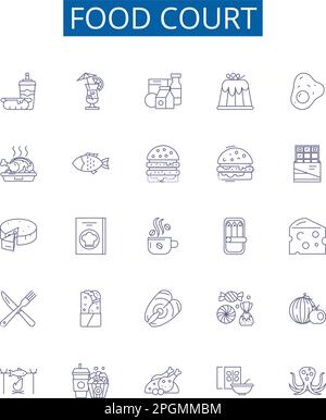 Food court line icons signs set. Design collection of Cafeteria ...