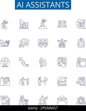 Chatbots outline icons collection. Chatbots, AI, Automation, Bot, Conversational, Dialogflow ...