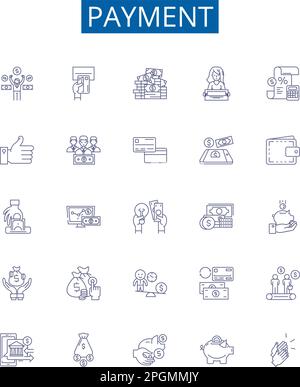 Remittance line icons collection. Transfer, Payment, Transaction, Cross ...