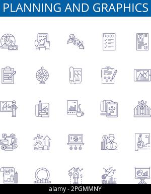 Planning and graphics line icons signs set. Design collection of ...