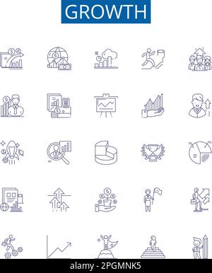 Progression line icons collection. Growth, Development, Advancement, Improvement, Evolution ...