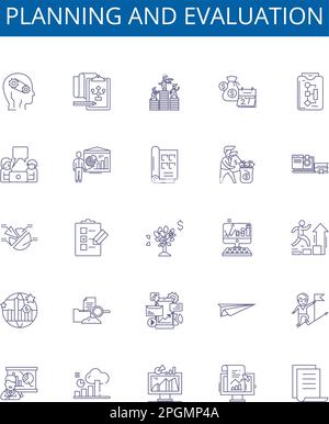 Resource evaluation line icons collection. Assessment, Appraisal, Analysis, Rating, Grading ...