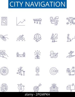 Wayfinding line icons collection. Navigation, Direction, Signage, Orientation, Mapping ...