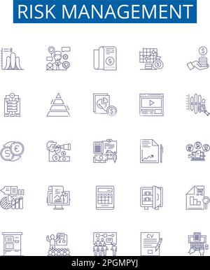 Risk management line icons, signs set. Risk, Management, Planning ...
