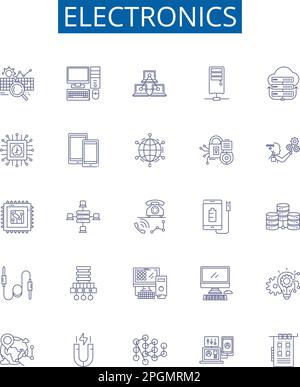 Components line icons collection. Circuit, Capacitor, Transistor ...