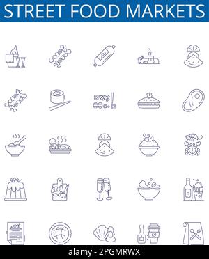 Marketplaces vector line icons set. Marketplaces, ecommerce, trading ...