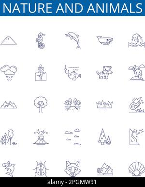Habitat line icons collection. Ecosystem, Wildlife, Biodiversity ...
