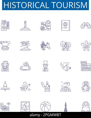 Historical heritage line icons collection. Antiquity, Artifacts ...