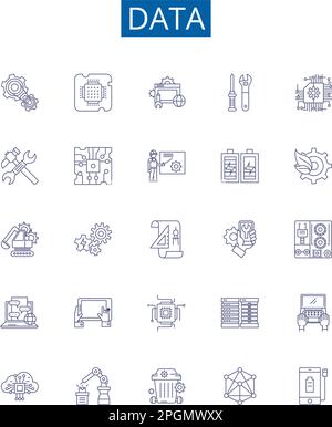 Records line icons collection. Archive, Catalogue, Compilation, Data ...