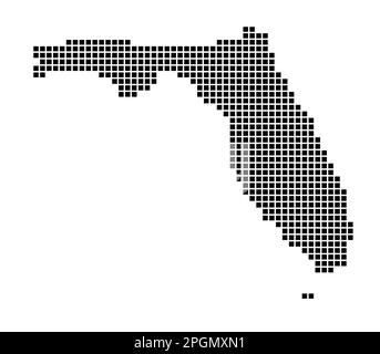 Florida map design. Map of the US state with regions in emerald ...