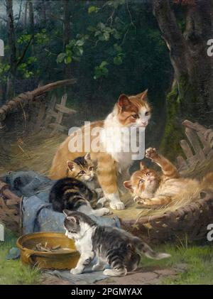 Adam II Julius - Spielende KÃ¤tzchen IM Korb - German School - 19th ...