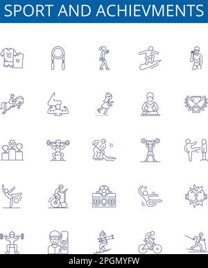 Sport and achievments line icons signs set. Design collection of Sports ...