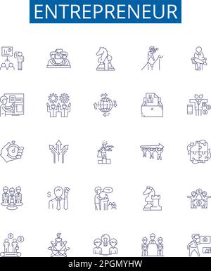 Self-employed line icons collection. Independent, Entrepreneur ...