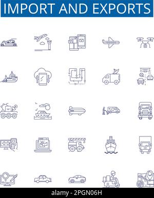 Import and exports line icons signs set. Design collection of import ...