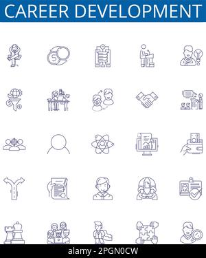 Career exploration line icons collection. Pathways, Prospects, Options ...