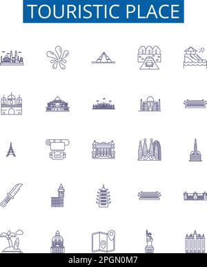Touristic place line icons signs set. Design collection of tourist ...