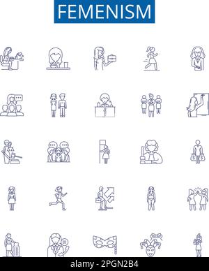 Femenism outline icons collection. Feminism, Activism, Gender, Equality ...