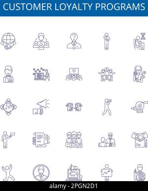Customer loyalty programs line icons signs set. Design collection of ...