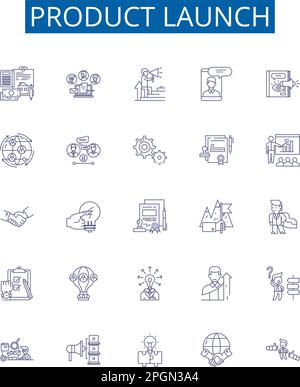 Product launch line icons signs set. Design collection of Launch ...