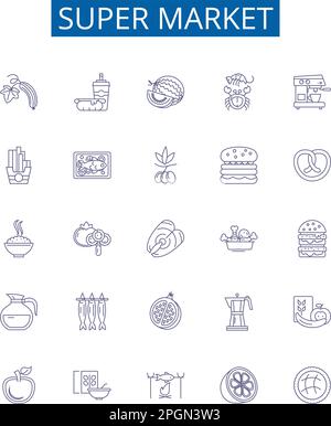 Provision store line icons collection. Groceries, Convenience, Snacks ...
