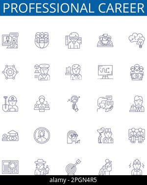 Pursuing line icons collection. Ambition, Progression, Tenacity, Drive ...