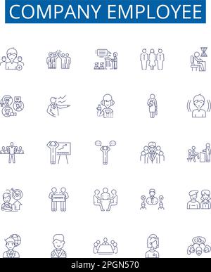 Employer staff line icons collection. Management, Supervision ...
