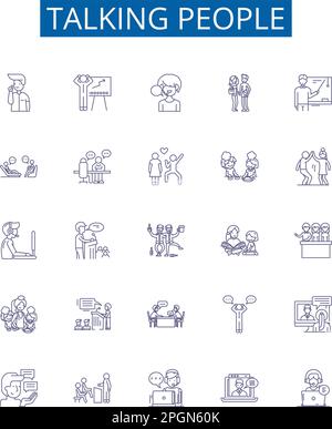Speaking people line icons collection. Eloquence, Articulation, Fluency ...