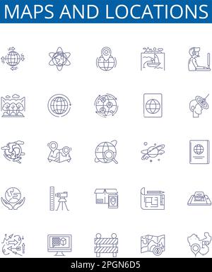 Maps and locations line icons collection. Tariffs, Duties, Imports ...