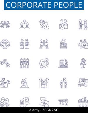 Corporate executives line icons collection. Leadership, Strategy ...