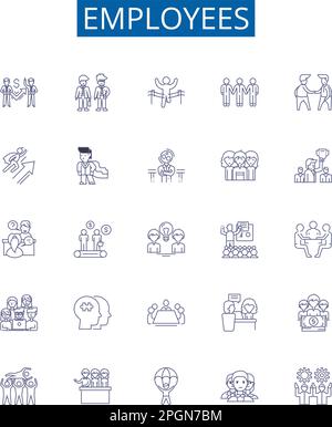 Employees line icons signs set. Design collection of Workers, Employees ...