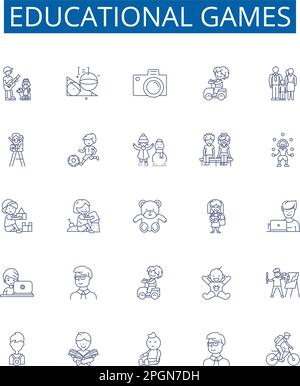 Educational games line icons signs set. Design collection of Educational, Games, Learning ...