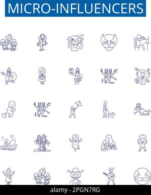 Micro-influencers line icons signs set. Design collection of Micro ...