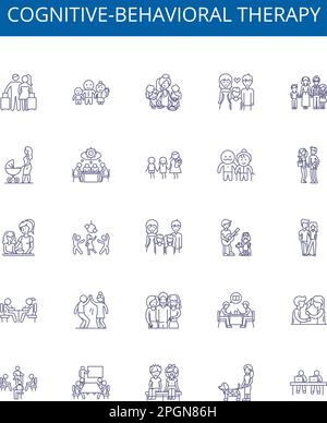Cognitive-behavioral therapy line icons signs set. Design collection of ...