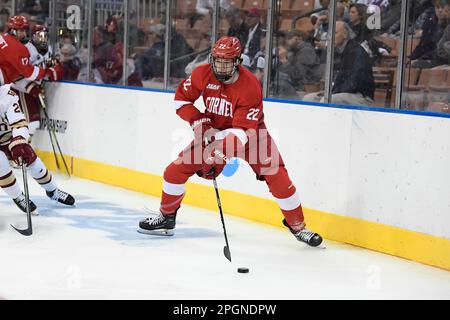 Cornell forward Kyle Penney (22) skates during the first period of an ...